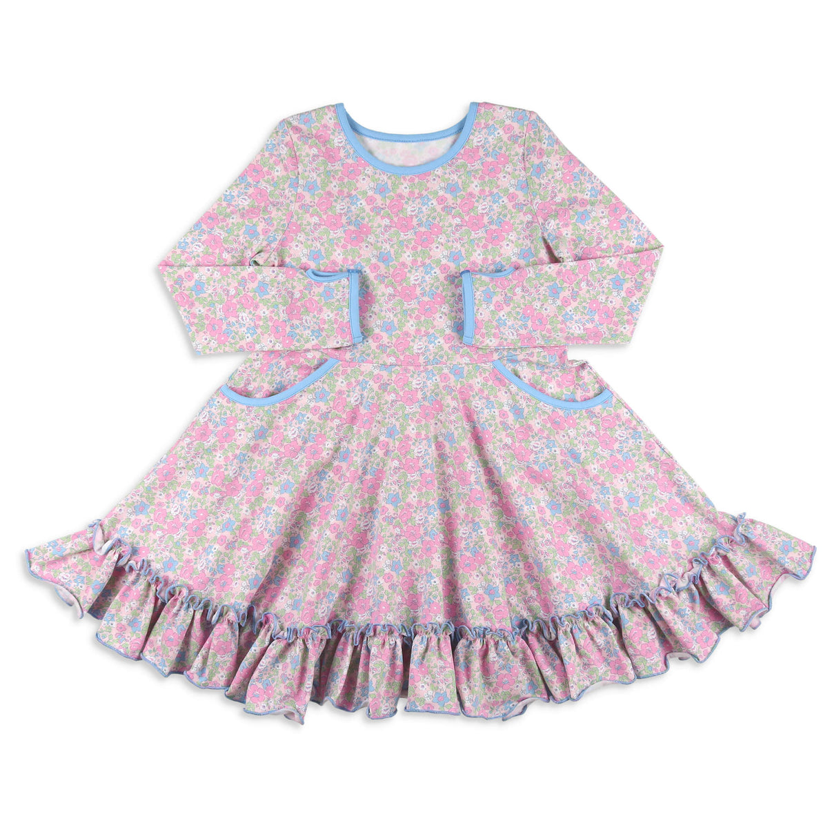 Girls Twirl Dress - Blushing Blooms – Shrimp and Grits Kids