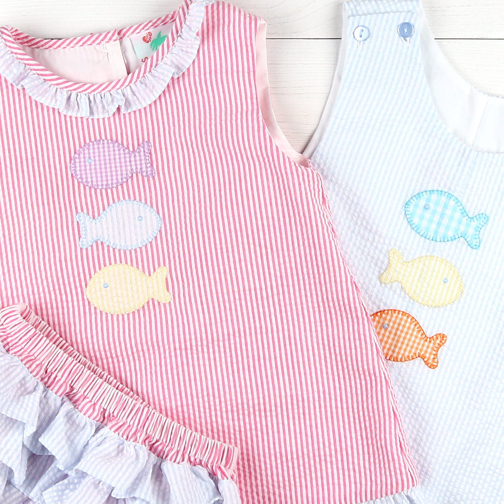 Girls Ruffle Bloomer Set - Colorful Fish – Shrimp and Grits Kids