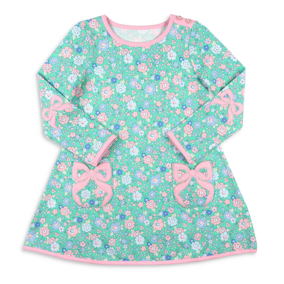 Girls Bow Dress Pocket - Garden Green – Shrimp and Grits Kids
