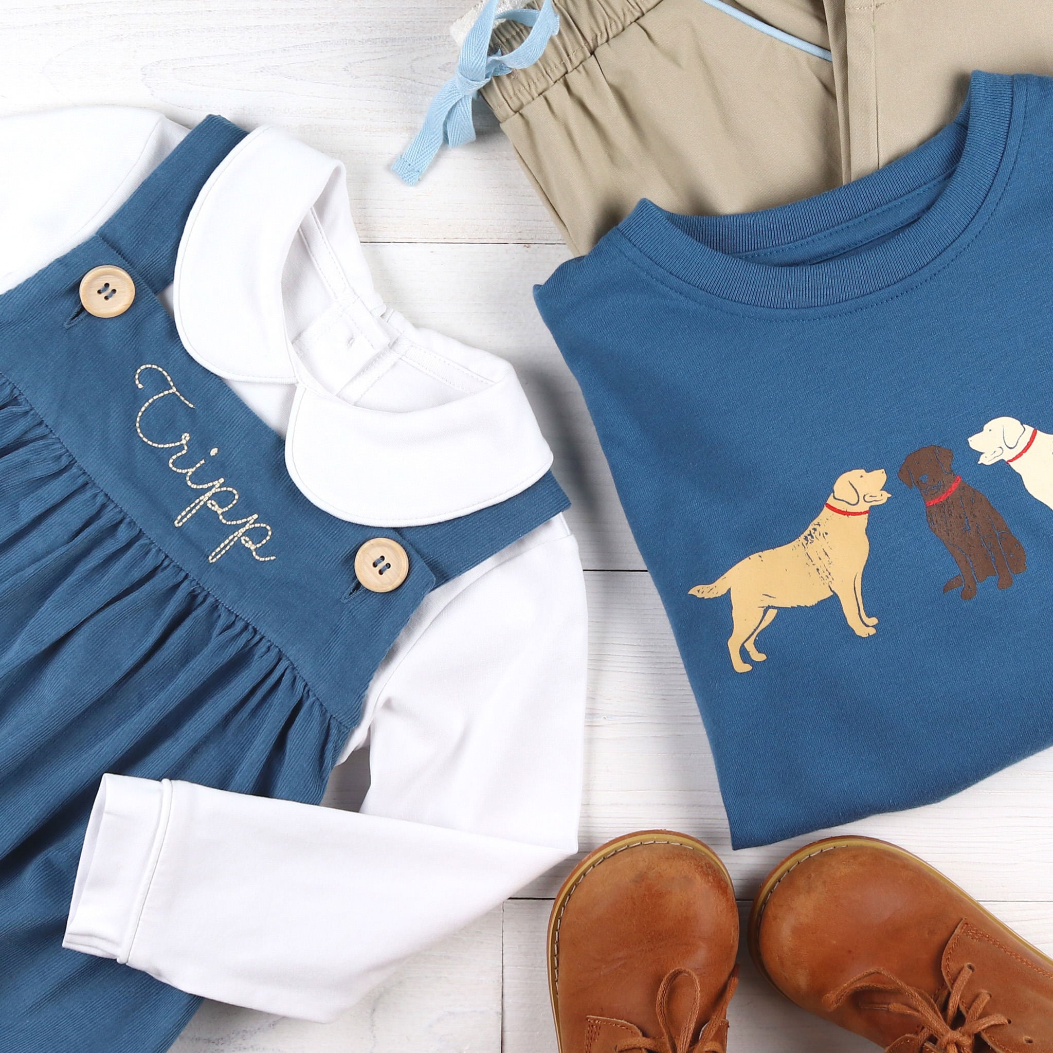 Boys Long Sleeve Boys Collared Shirt - Shrimp and Grits Kids