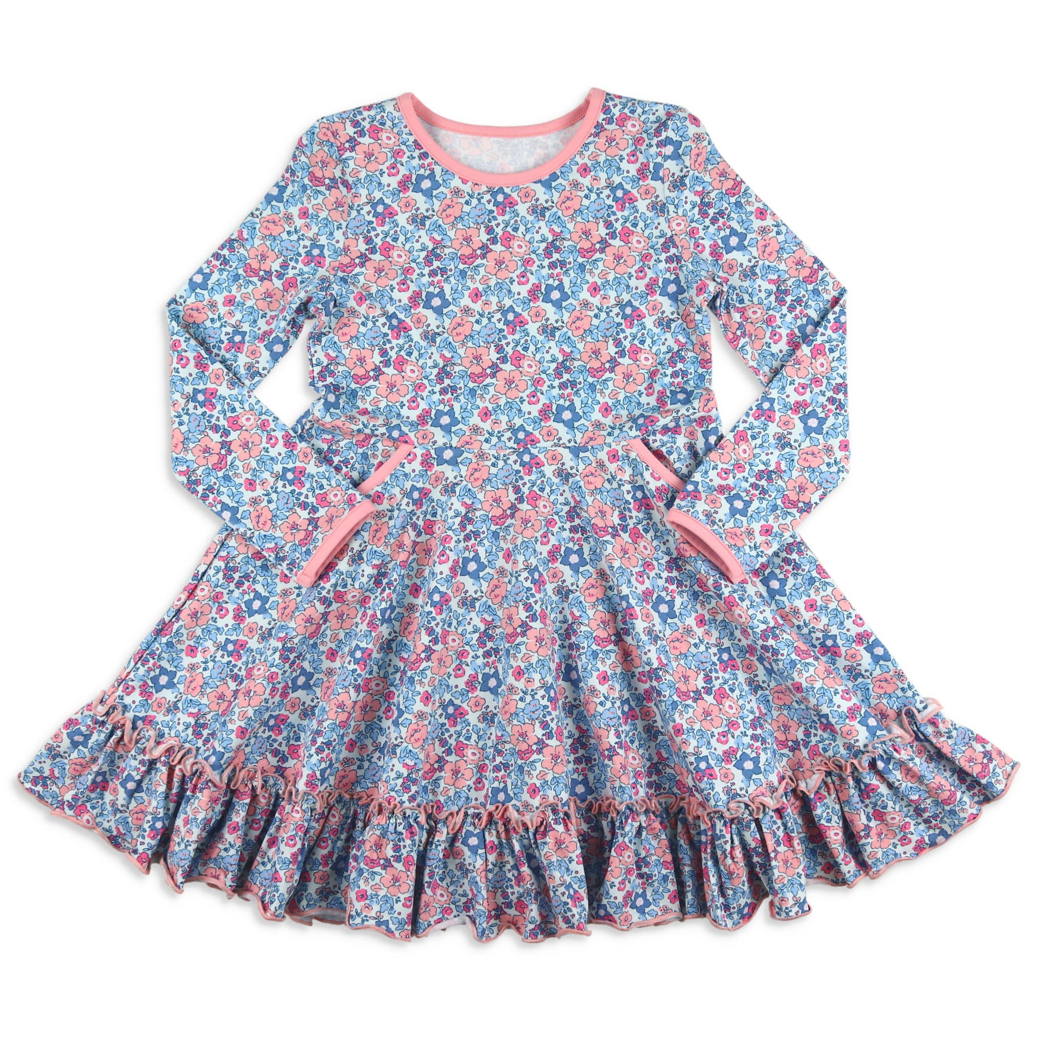 Girls Twirl Dress - Periwinkle Flower - Shrimp and Grits Kids