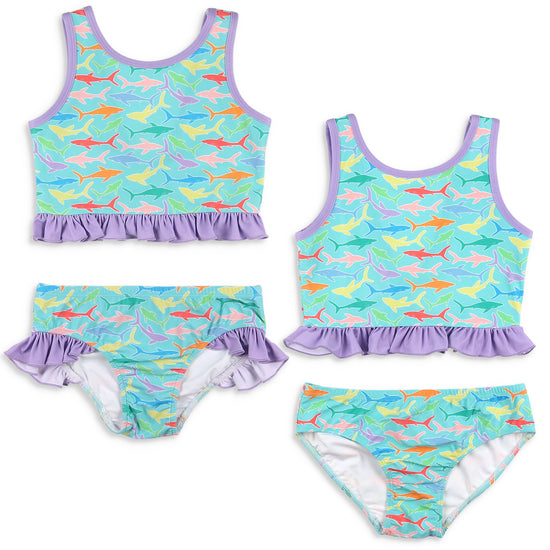 Girls Bikini - Summertime Sharks - M - Shrimp and Grits Kids